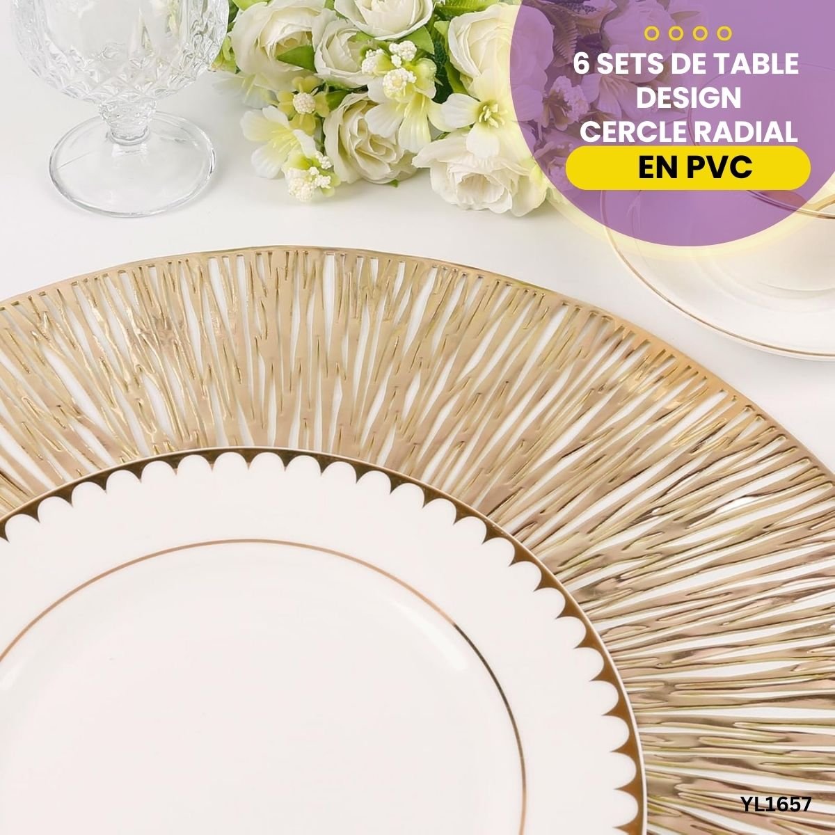 6 Sets de Table Design Cercle Radial YL1657 - Yallashopping