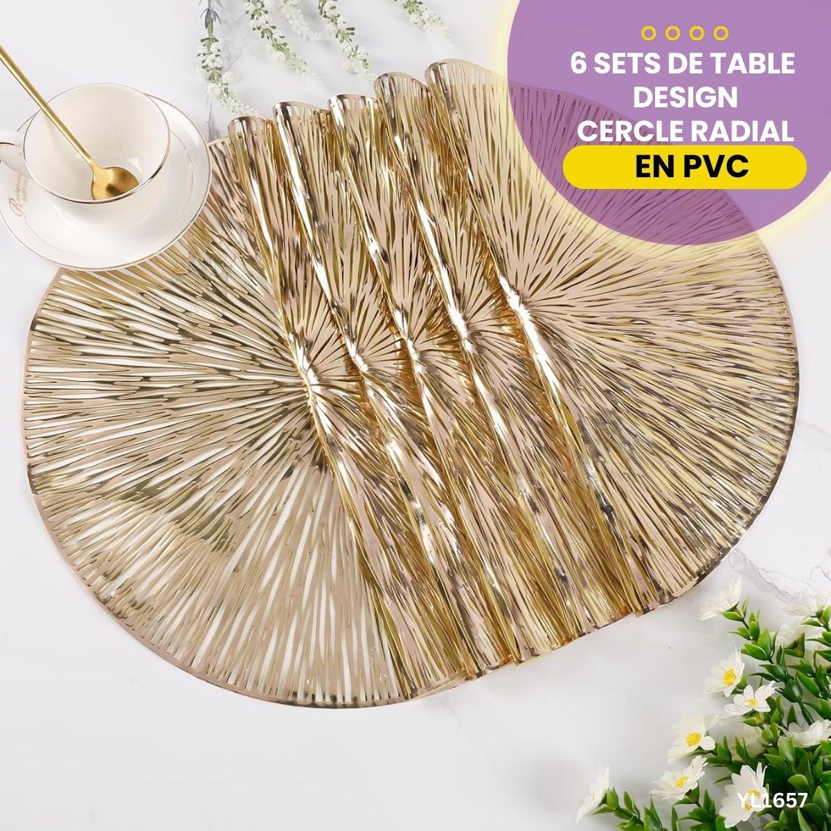 6 Sets de Table Design Cercle Radial YL1657 - Yallashopping